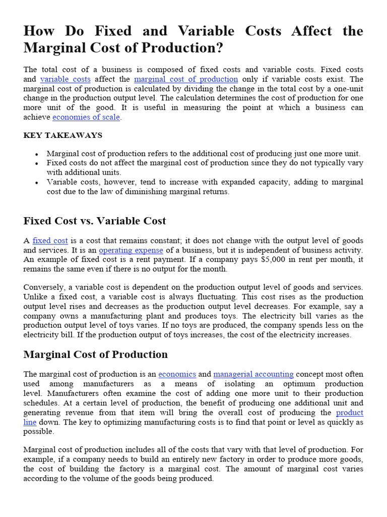 COST OF PRODUCTION_investopedia | PDF | Marginal Cost | Cost