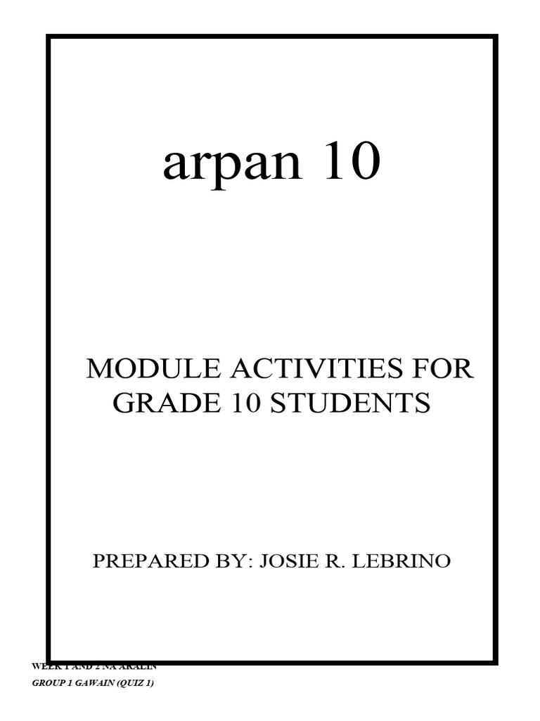 Arpan 10 Modules For Grade 10 Learners | PDF