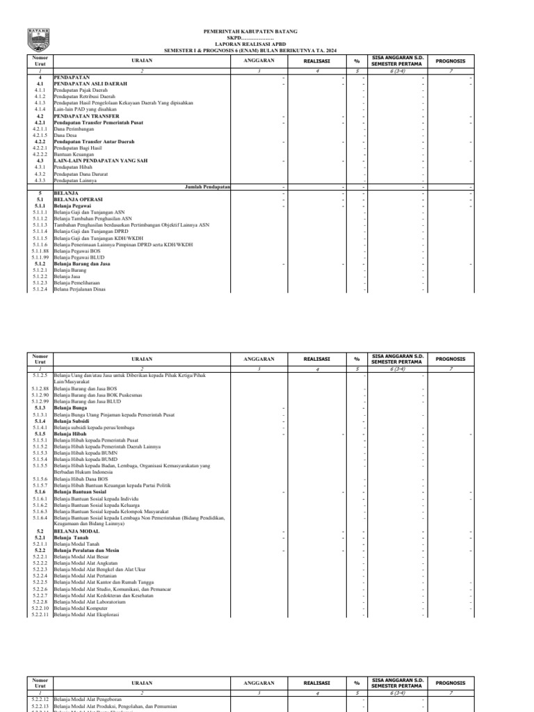 Form Semester I 2024 Rev | PDF