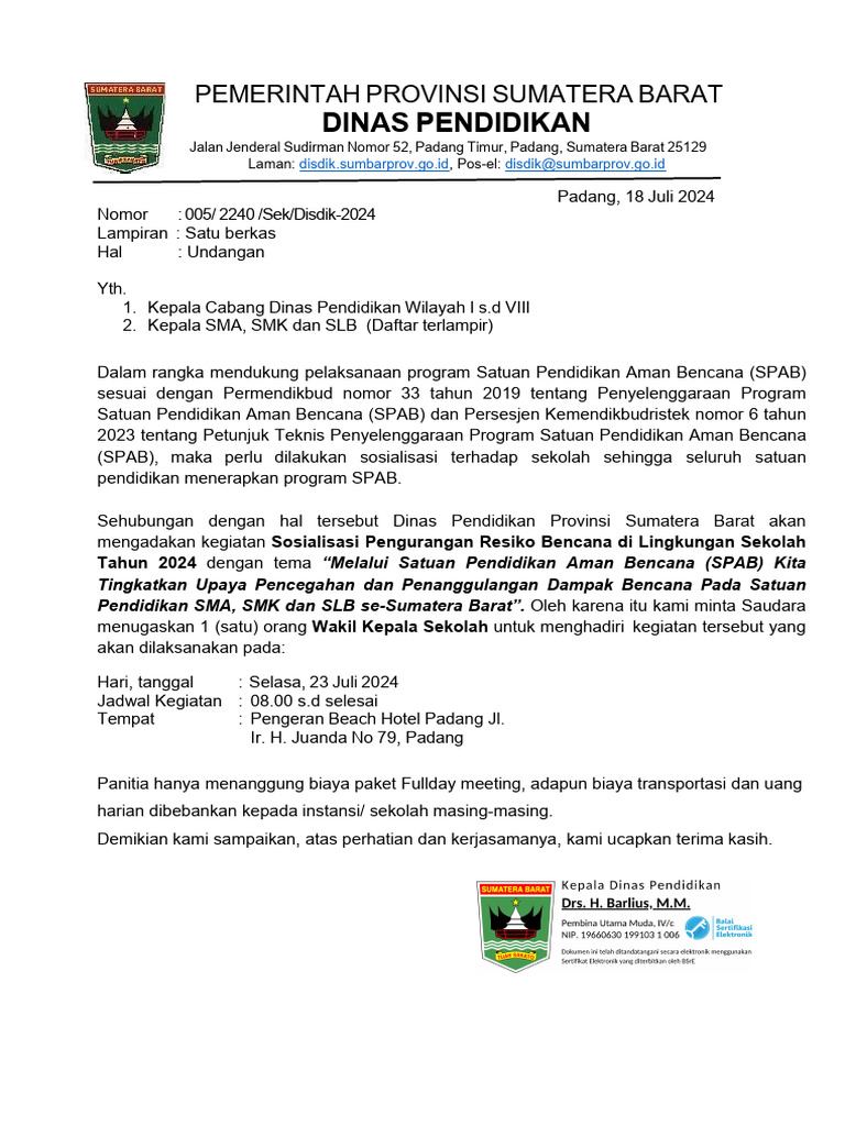 Undangan Peserta SPAB | PDF | Perjalanan | Memasak, Makanan, & Anggur