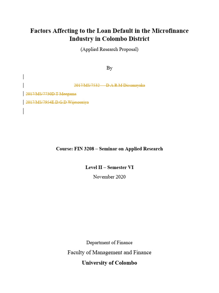 Research Proposal Sample | PDF | Microfinance | Poverty