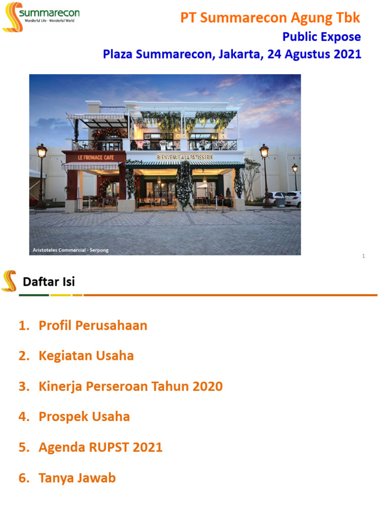 Profil dan Kinerja PT Summarecon 2021 | PDF