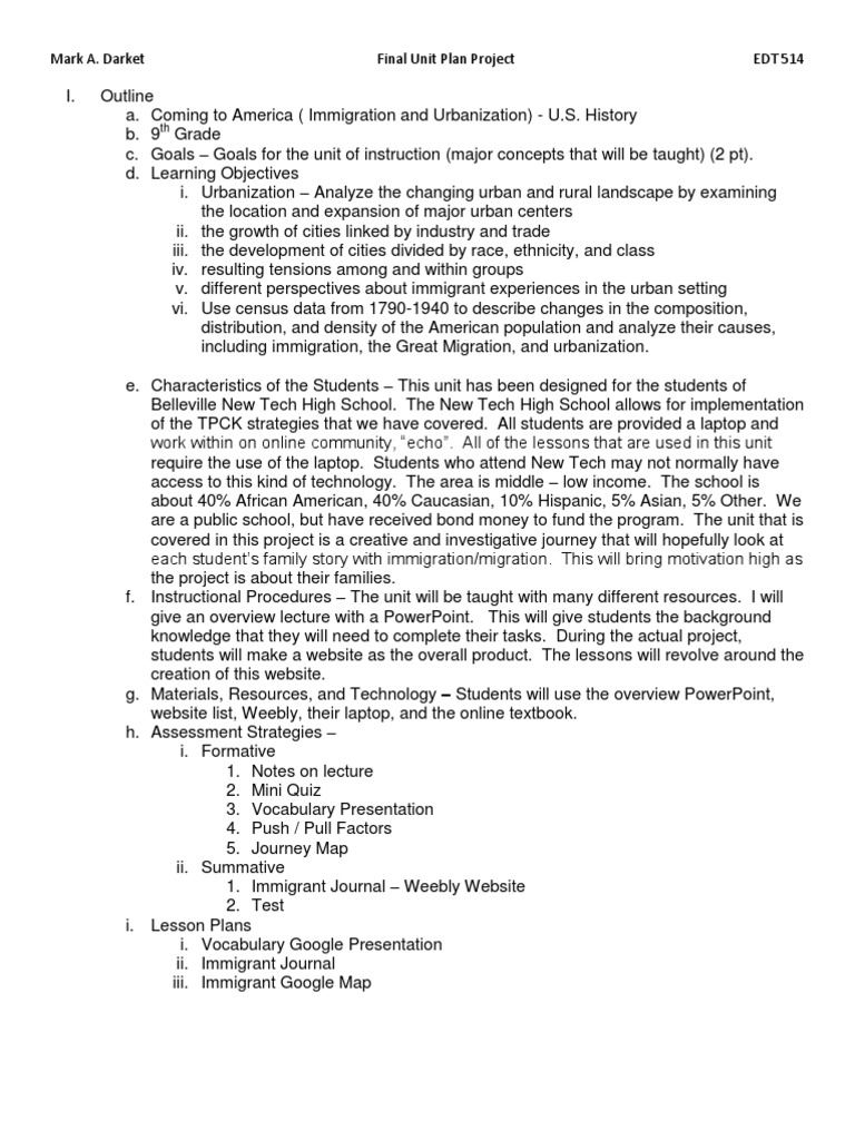 9th Grade Immigration Unit Plan | PDF | Lesson Plan | Websites