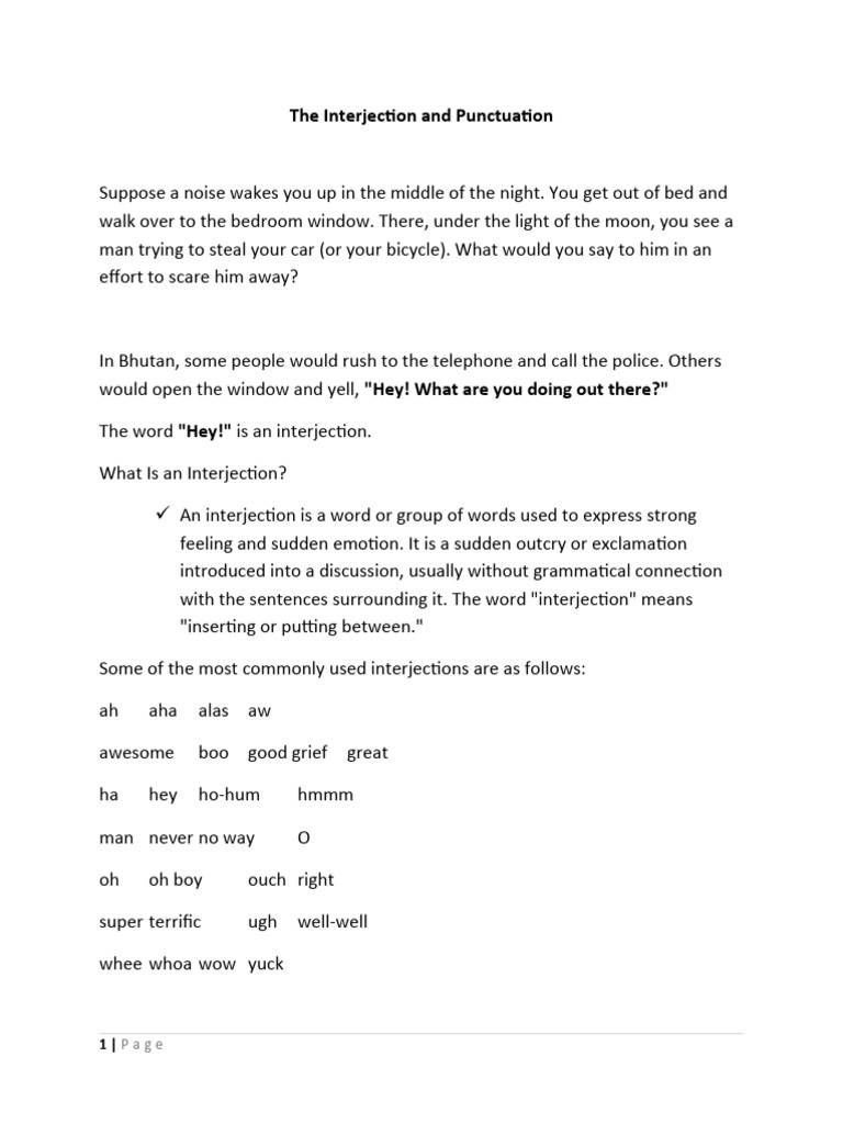 Grammar Lesson 1 Interjection | PDF | Question | Punctuation