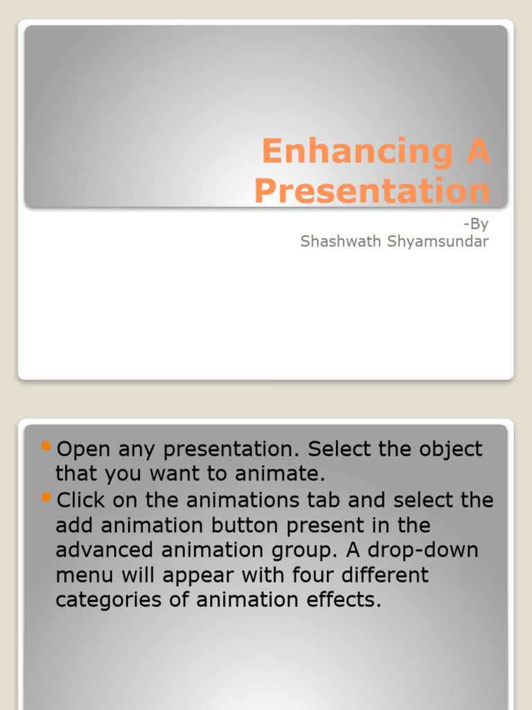 Enhancing A Presentation | PDF | Career & Growth | Business