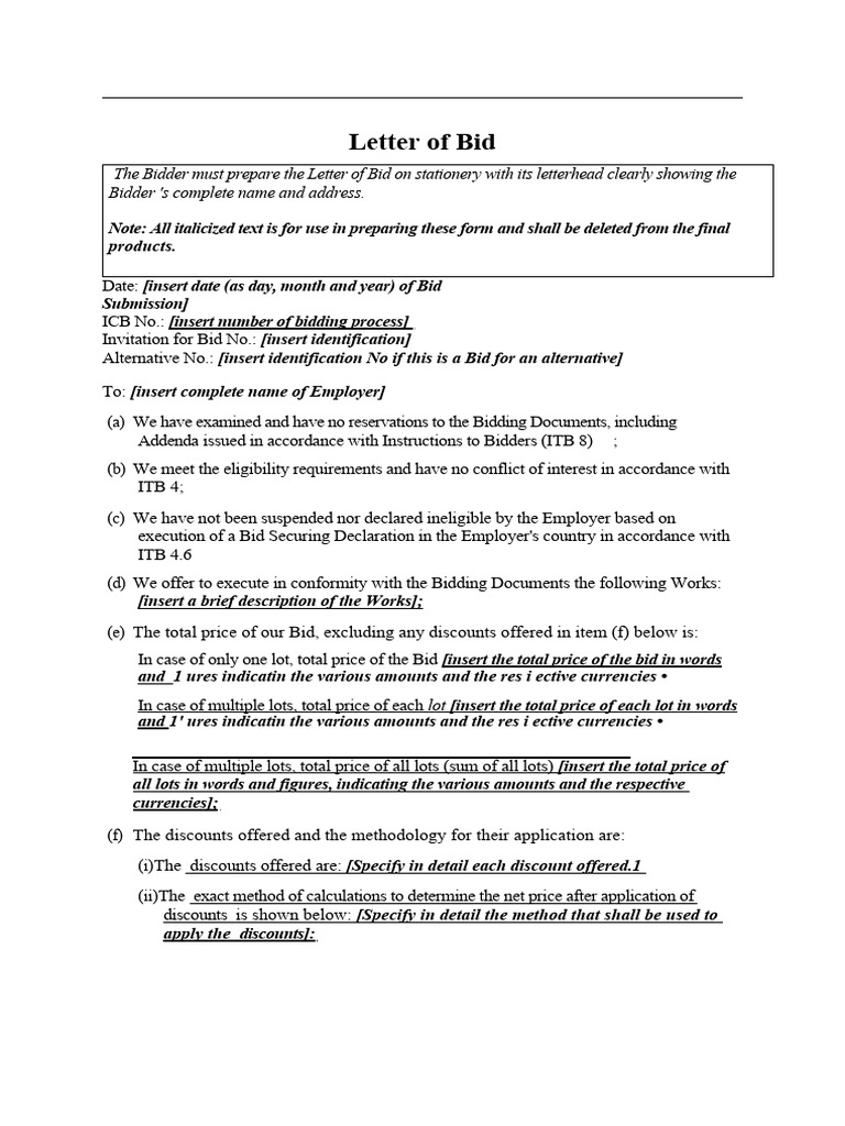Letter of Bid | PDF | Business | Justice