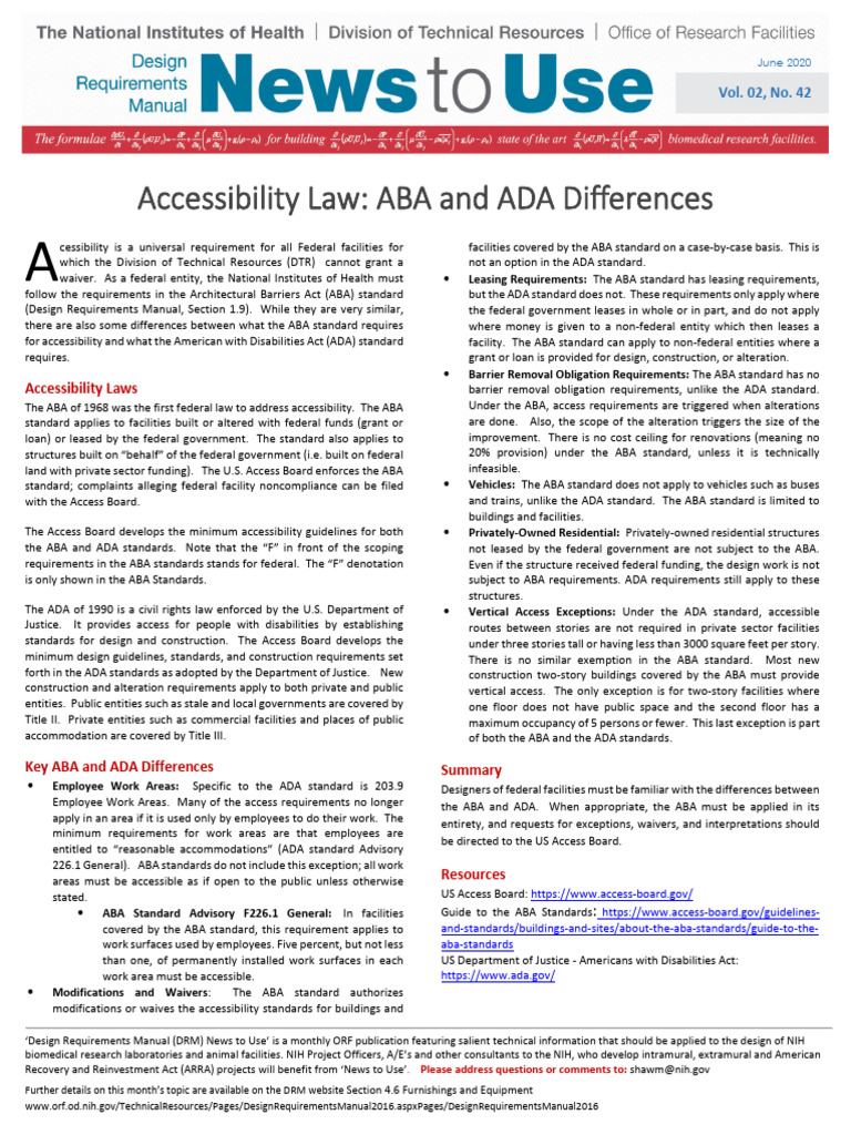 Accessibility Law ABA and ADA Differences-June 2020 News to Use_508 ...