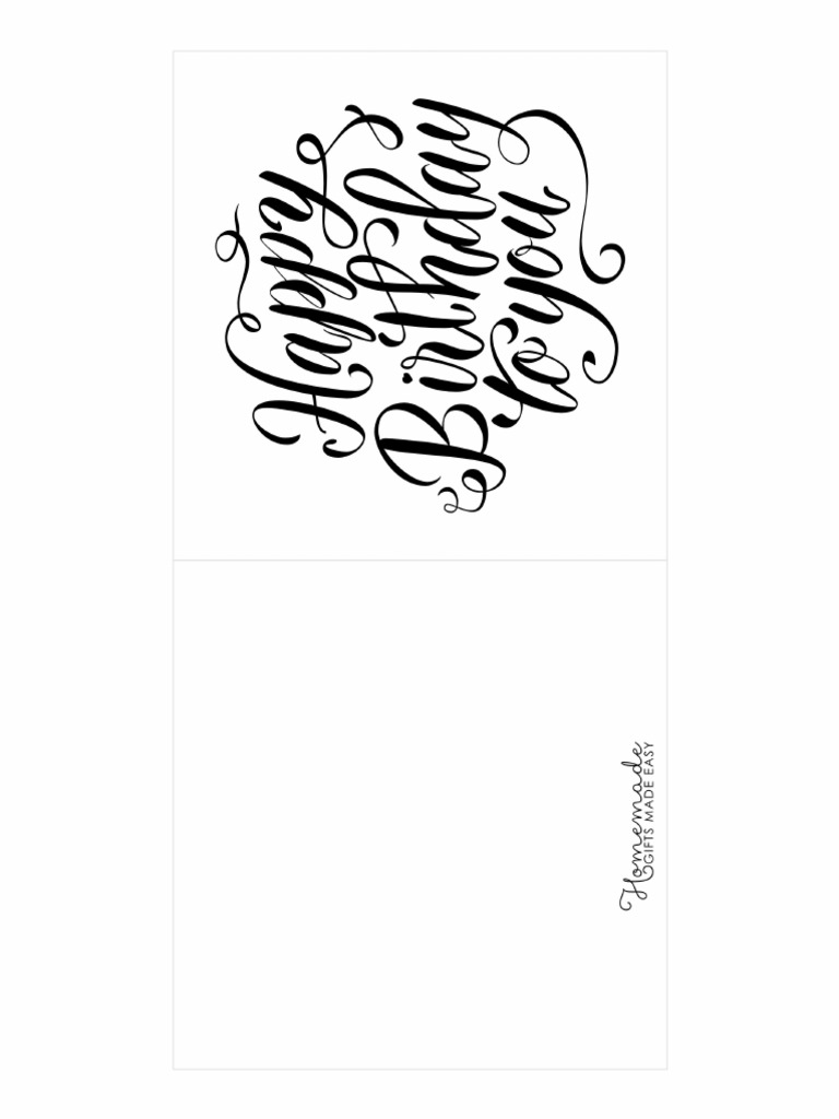 Printable Birthday Cards Happy Birthday To You Black White | PDF