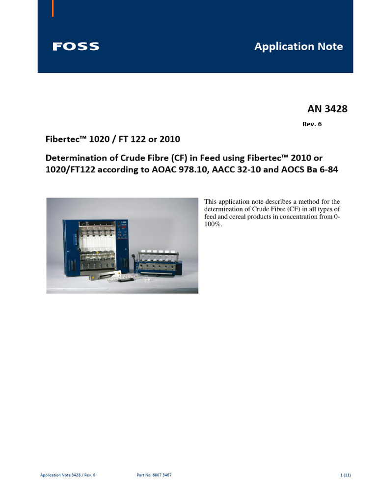 Crude Fiber Analysis in Animal Feed | PDF | Mill (Grinding) | Filtration
