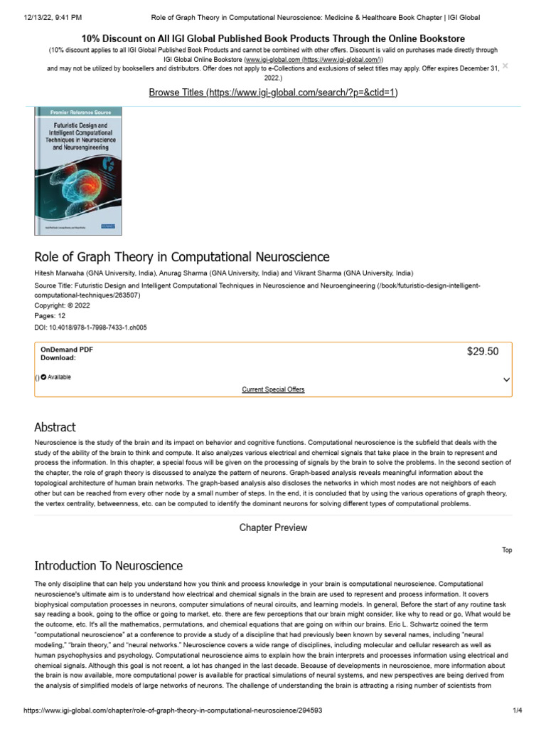 74 - R - CHAPTER - Role of Graph Theory in Computational Neuroscience - Medicine & Healthcare ...