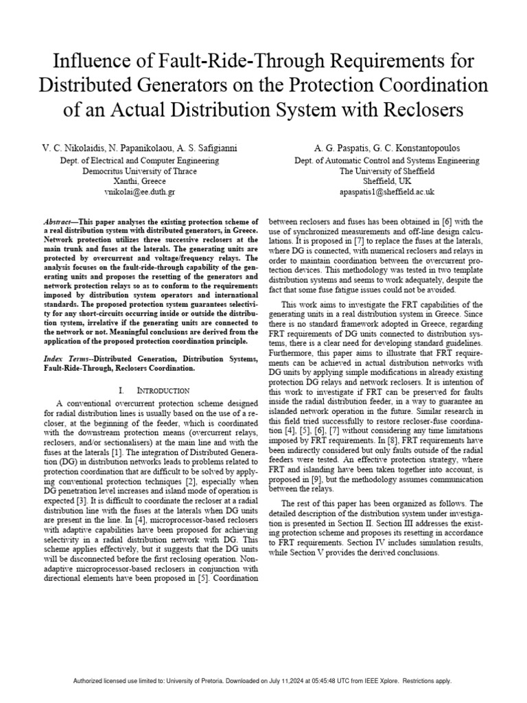 Influence of Fault-Ride-Through Requirements For Distributed Generators ...