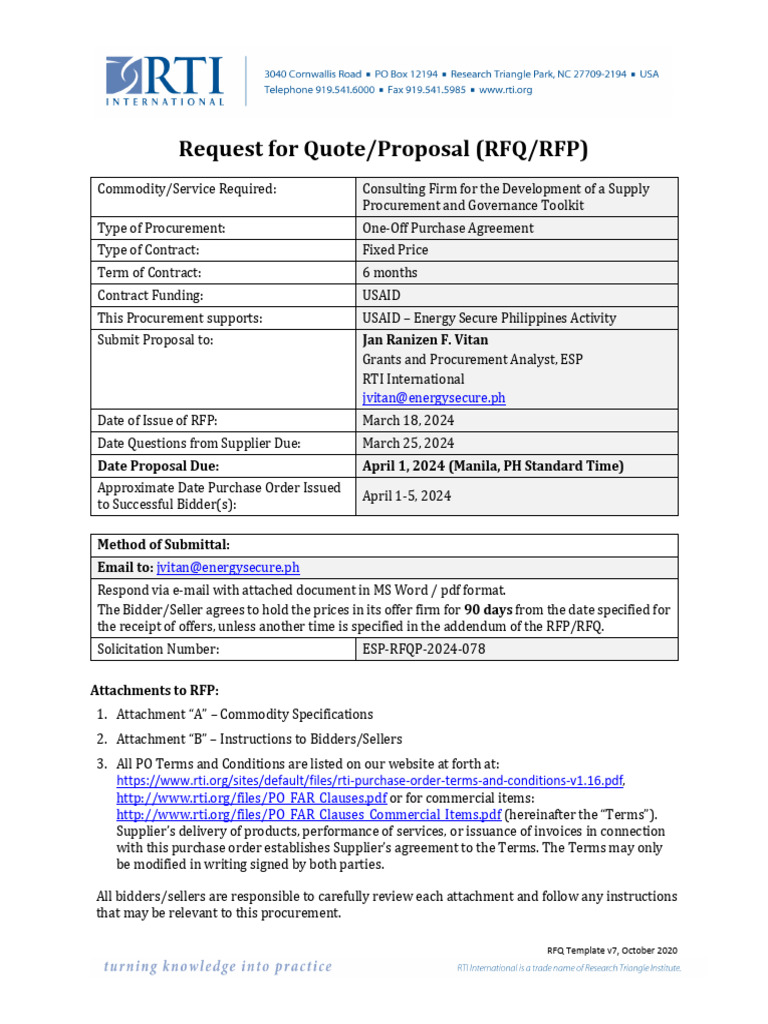 Esp RFQP 2024 078 | PDF | Request For Proposal | Procurement