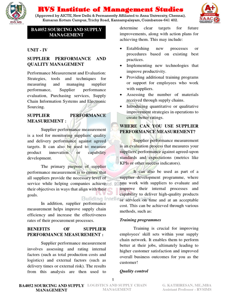 SSM BOOK U4 | Download Free PDF | Supply Chain | Performance Indicator