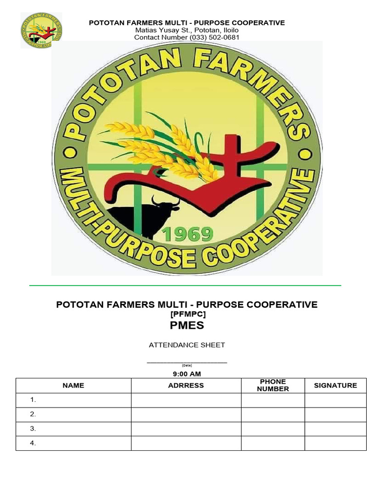 PMES Attendance Sheet | PDF