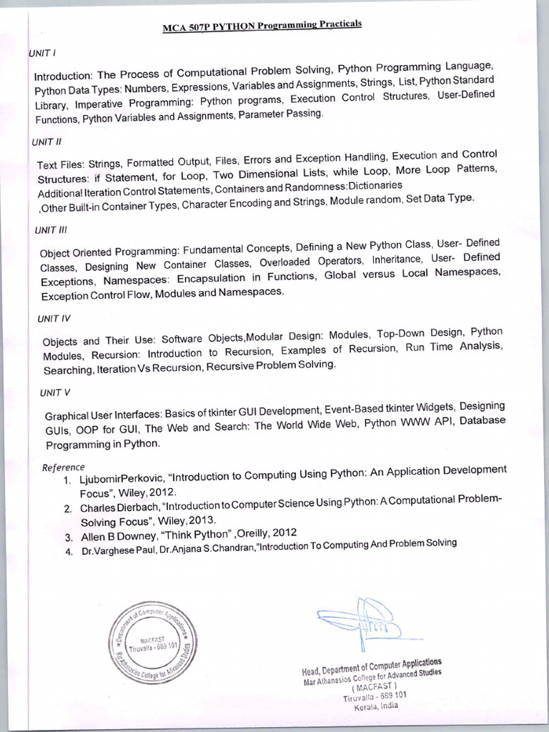 MCA 2017 19 507 P Python | PDF