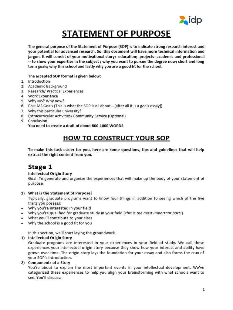 SOP Prep Module | PDF | Experience | Science