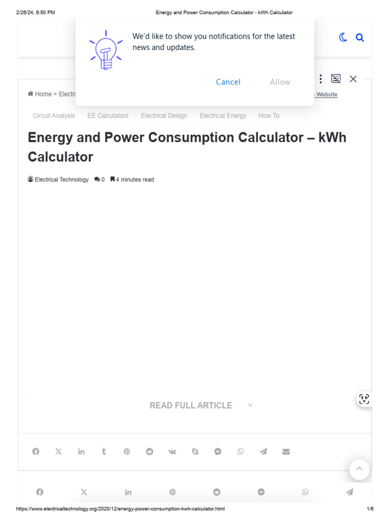 Energy and Power Consumption Calculator - KWH Calculator | PDF ...