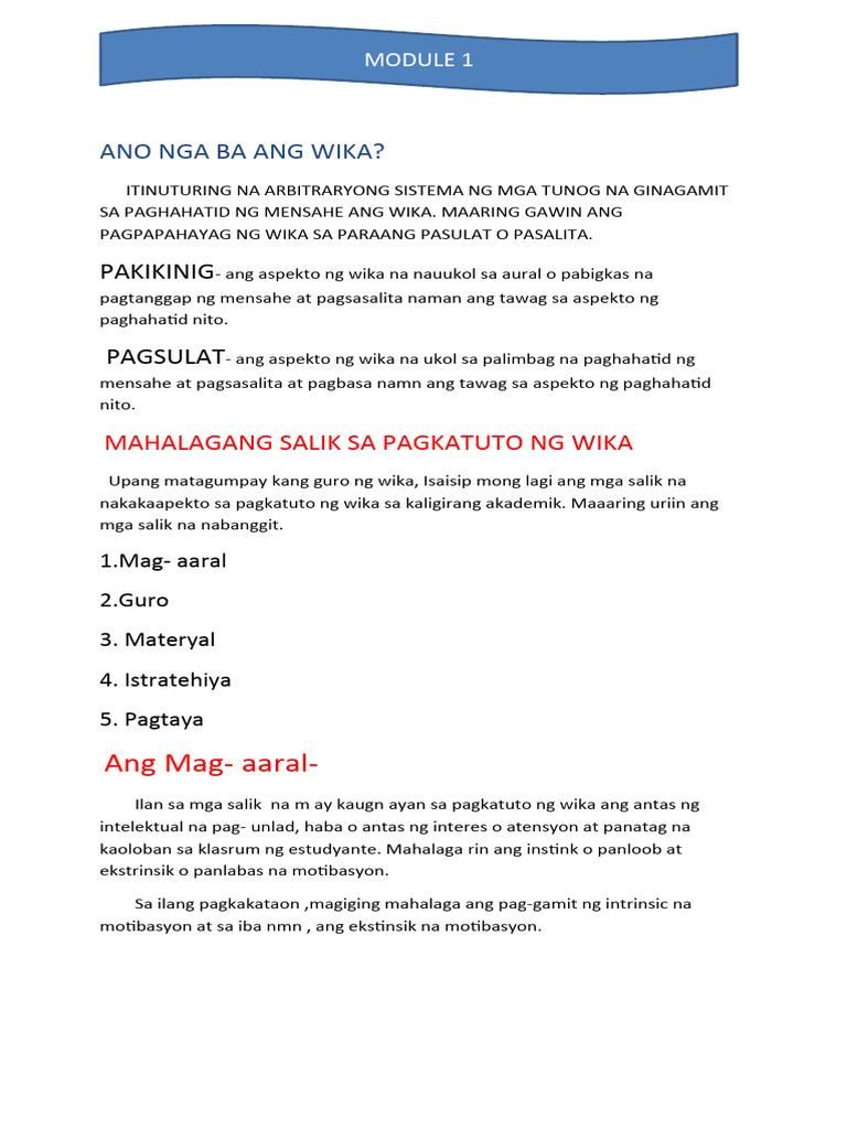 ANO NGABA ANG WIKA Filipino 2 | PDF
