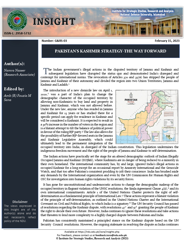 Pakistans Kashmir Strategy The Way Forward | PDF | Pakistan | Justice