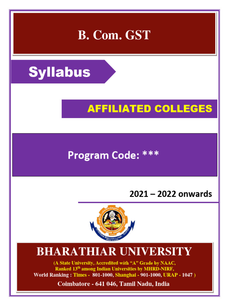 B.Com GST Syllabus 2021-22 | PDF | Marketing | Bookkeeping