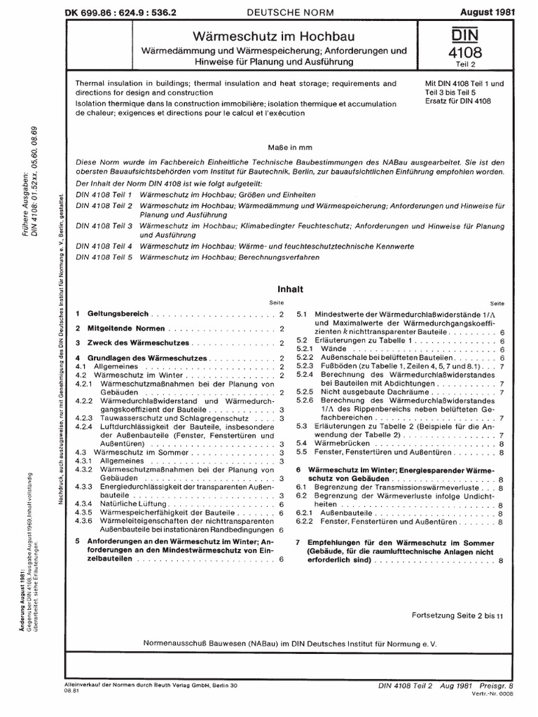DIN 4108-2 1981 (Wärmeschutz Im Hochbau) | PDF