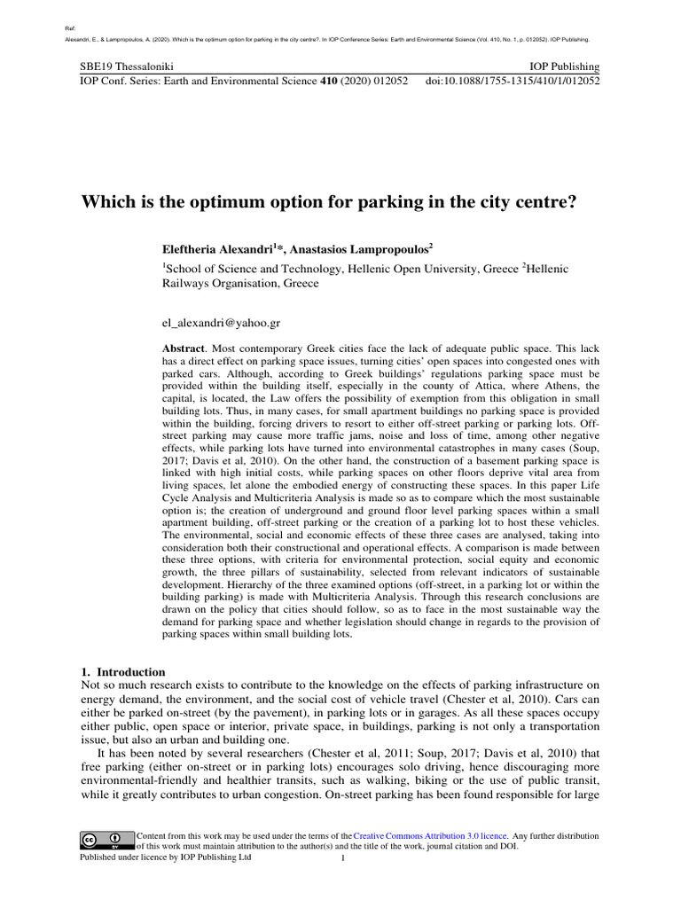Which Is The Optimum Option For Parking in The City Centre? | PDF ...