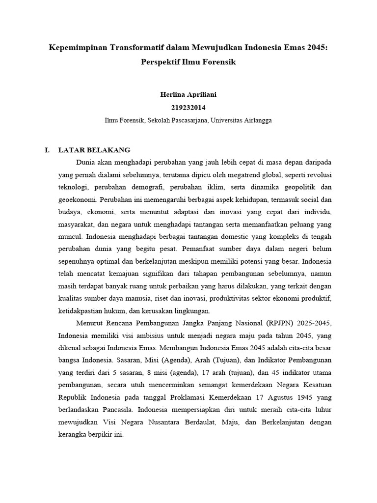 Perspektif Ilmu Forensik Dalam Mencapai Indonesia Emas 2045 | PDF