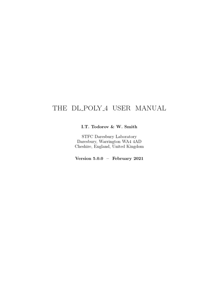 Man DL Poly 5.0.0 | PDF | Electrostatics | Computer File