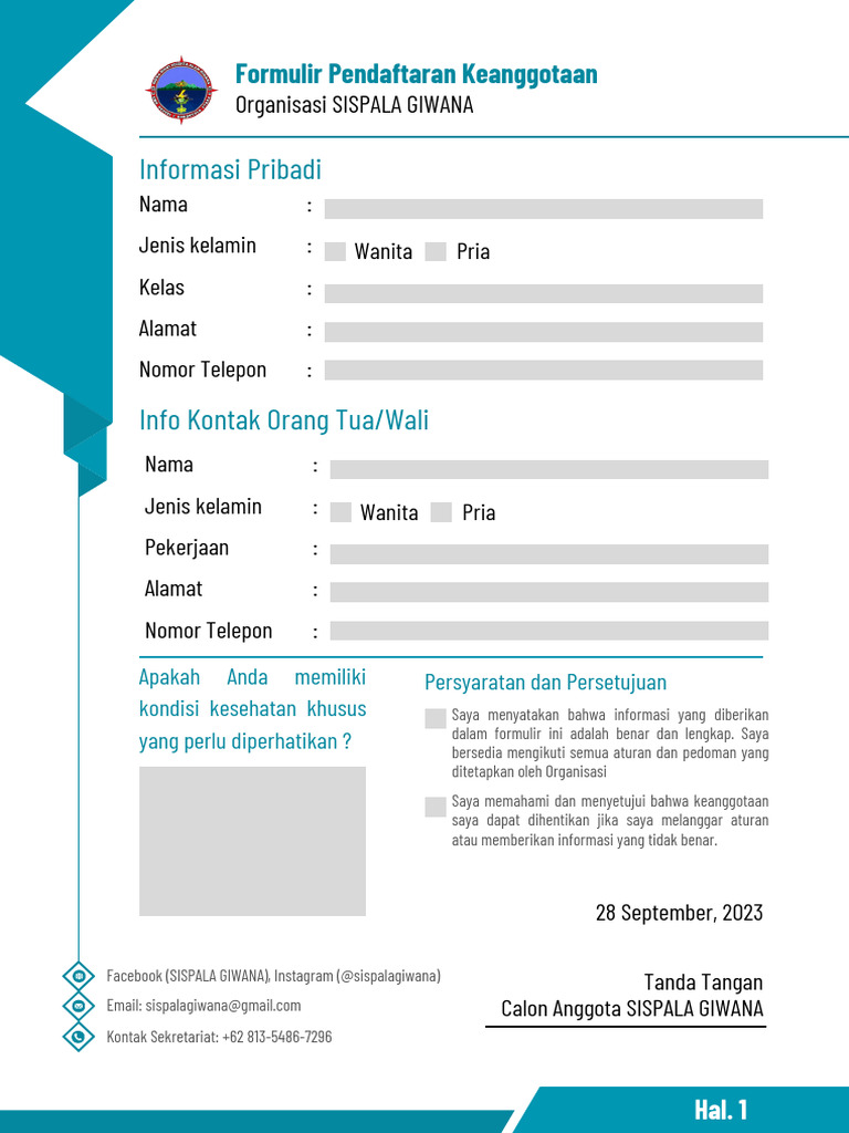 Format Formulir Pendaftaran | PDF