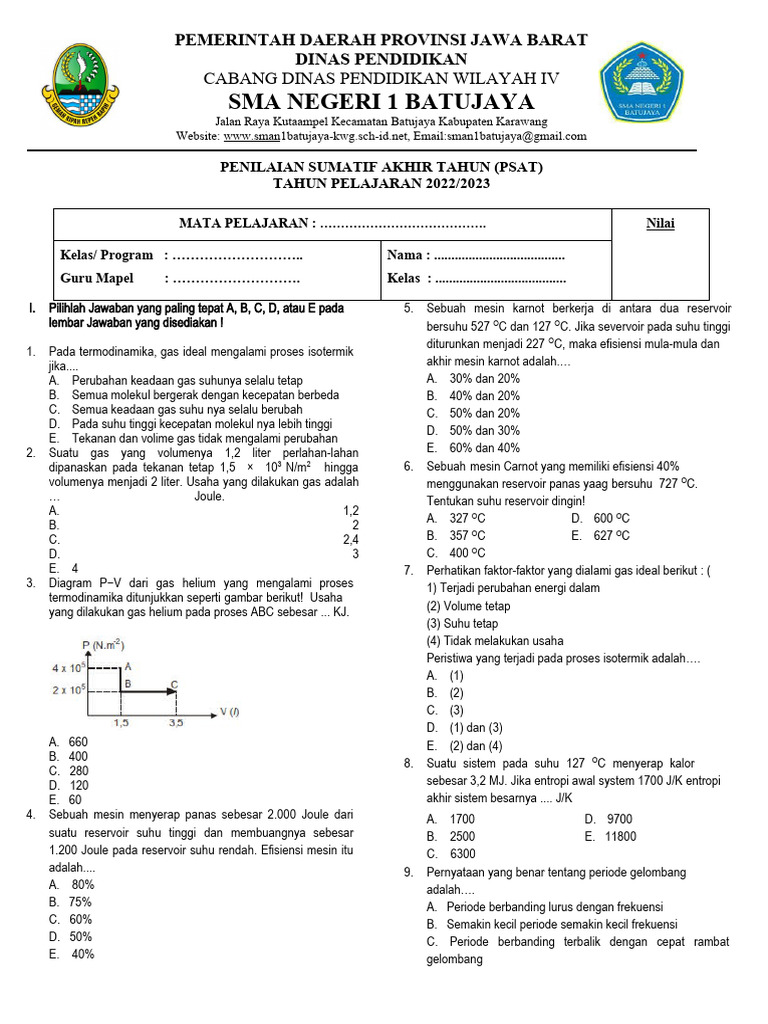 Soal PAT Fisika Kelas XI K13 | PDF
