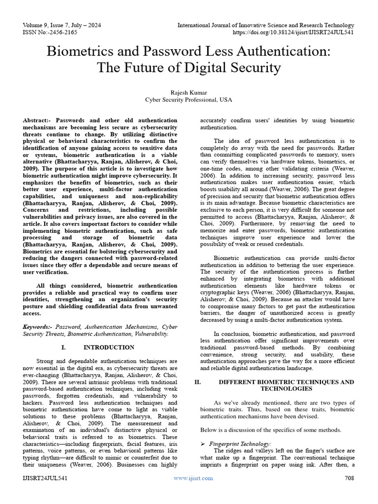 Biometrics And Password Less Authentication The Future Of Digital