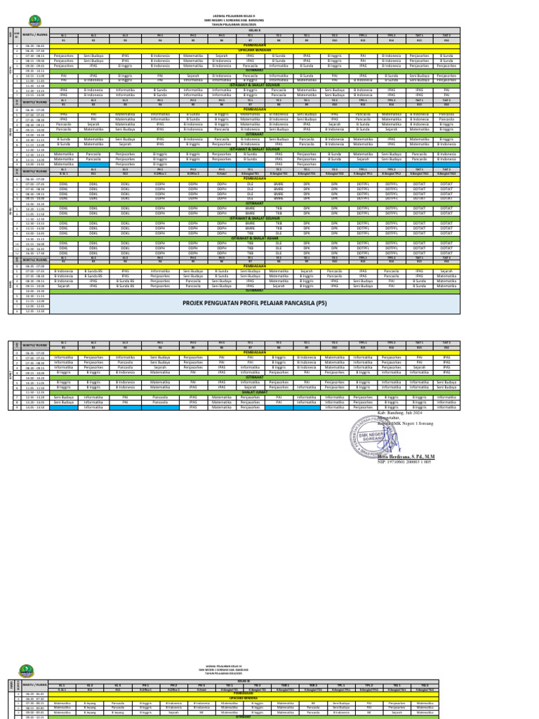 Jadwal Mapel SMKN 1 Soreang S1 24-25 FIX Rev1 | PDF