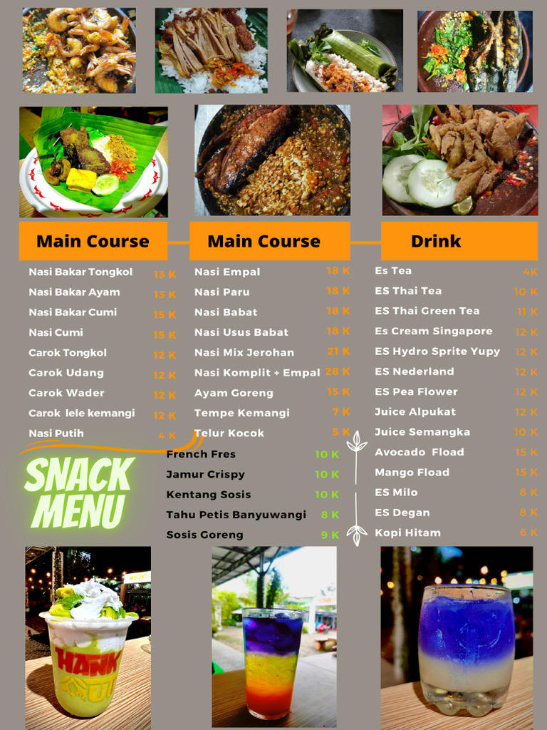 Black and Orange Food Menu Portrait | PDF