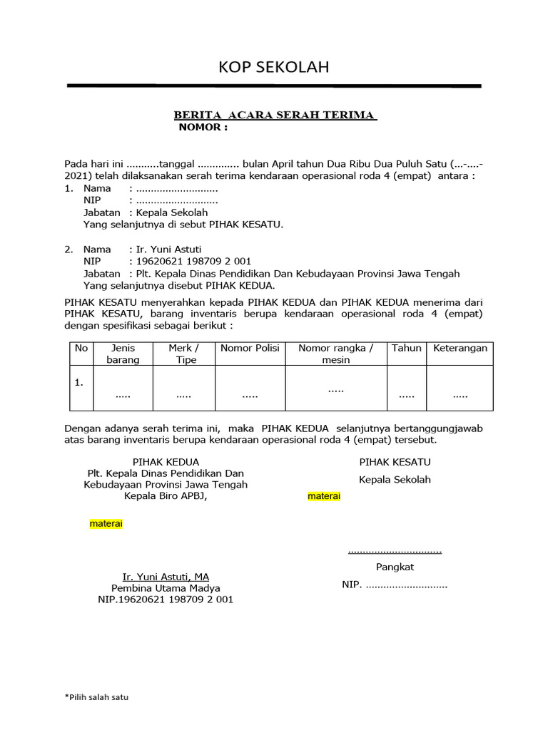 Format Perubahan Plat | PDF