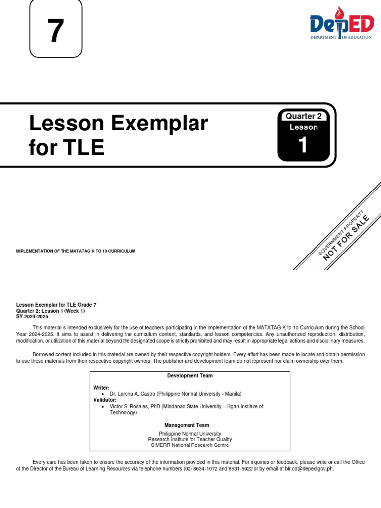 Q2 - LE - TLE 7 - Lesson 1 - Week 1 | PDF | Agriculture | Agribusiness