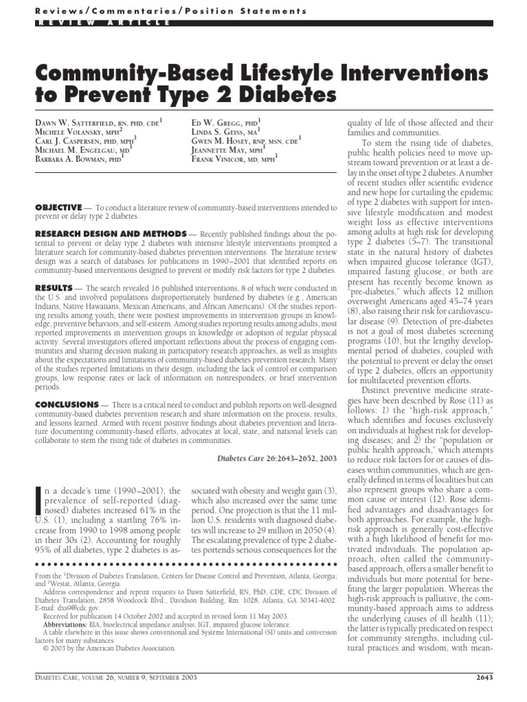 Community Based Lifestyle Interventions | PDF | Diabetes | Prediabetes