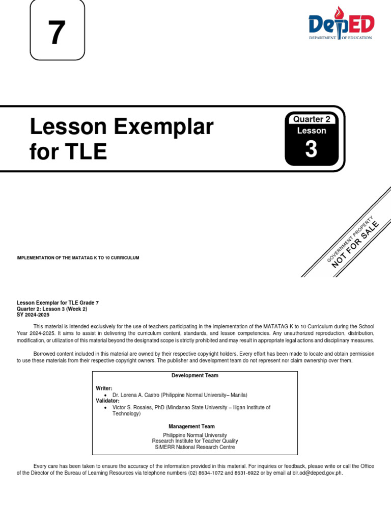 Q2 - LE - TLE 7 - Lesson 3 - Week 2 | PDF | Personal Protective Equipment | Occupational Safety ...