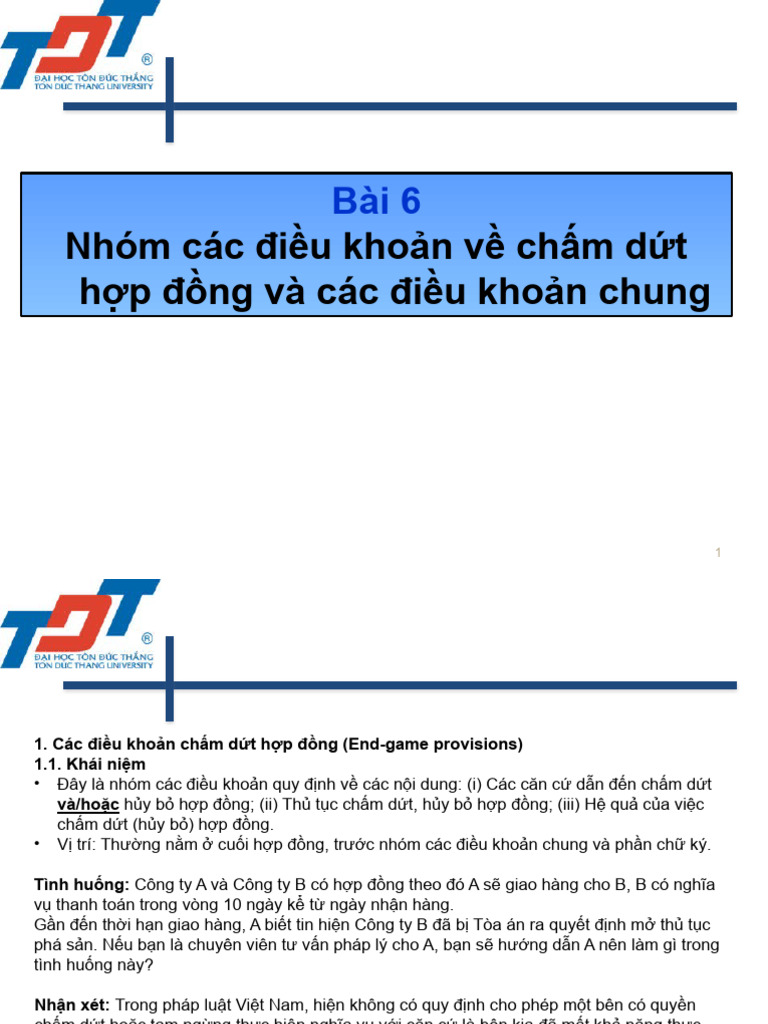 Slide - TDTU (Contract Drafting Skills) - Lesson 6 | PDF
