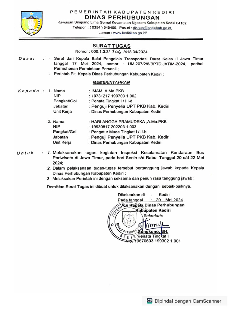 SPT Inspeksi Bus Pariwisata | PDF