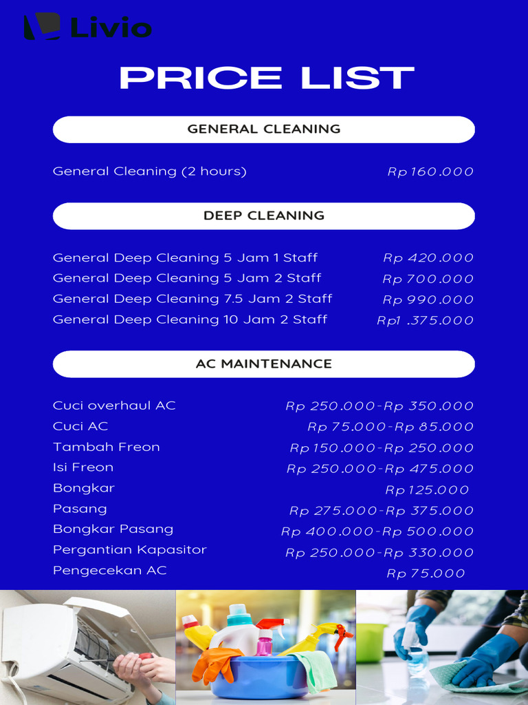 Cleaning and AC Maintenance Price List | PDF | Cooking, Food & Wine ...