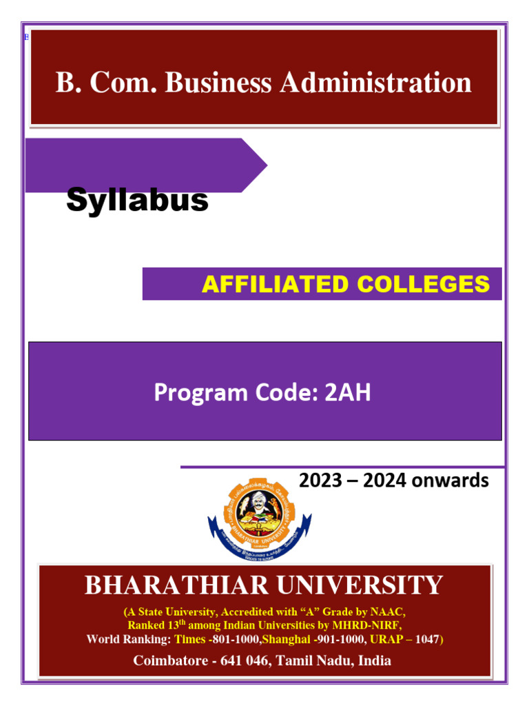 B.Com Business Administration Syllabus 2023-24 | PDF | Marketing ...