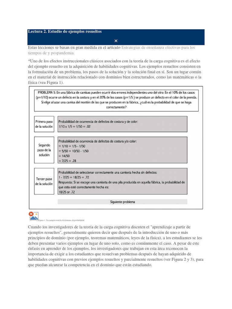 Lectura 2 Ejemplos Resueltos | PDF | Aprendizaje | Ciencia cognitiva
