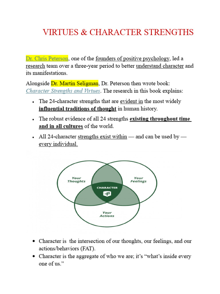 virtues and character strengths | PDF | Courage | Virtue