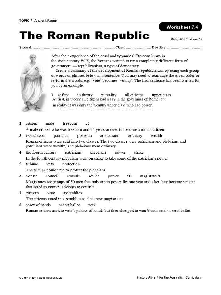 hass roman republic worksheet | PDF | Roman Republic | Tribune