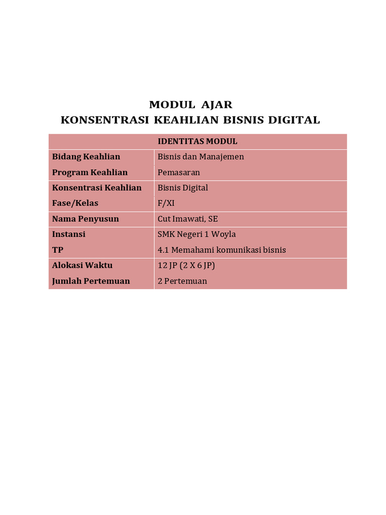 Modul Bistal - Komunikasi Bisnis | PDF