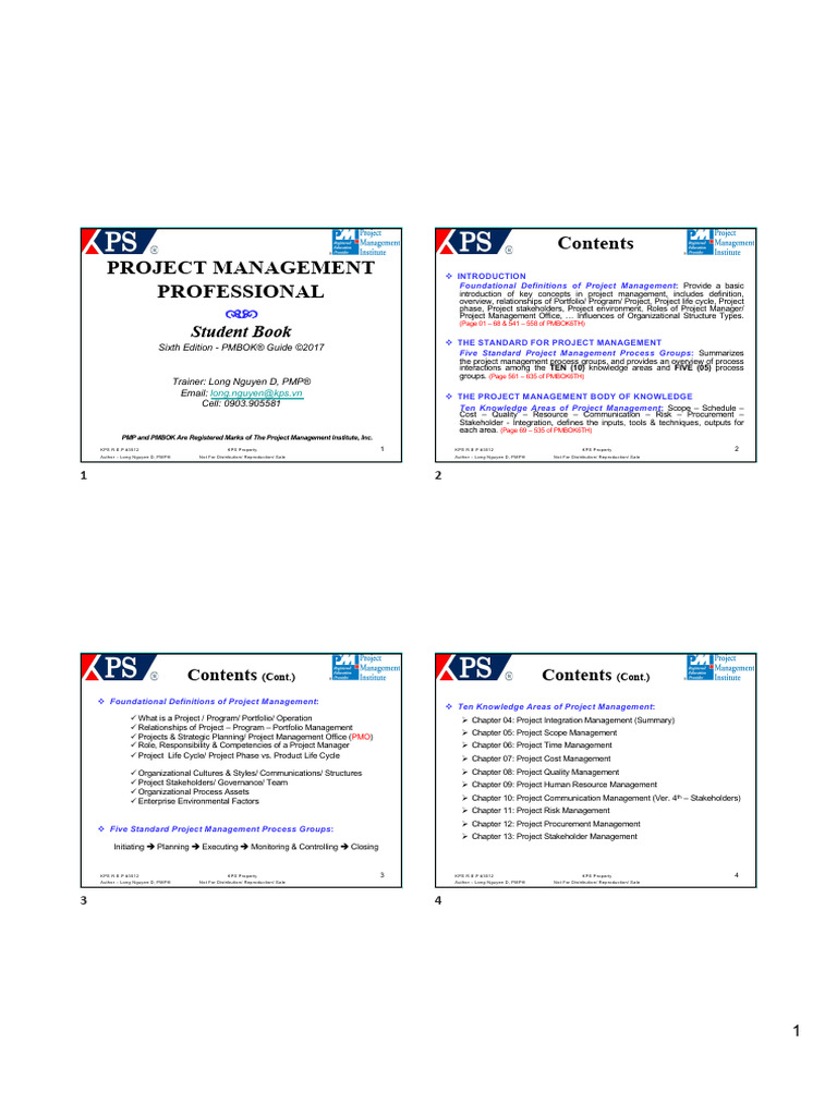 Day 1. Project Management Professional StudentBook PMBOK6TH Ver 04 2022 ...
