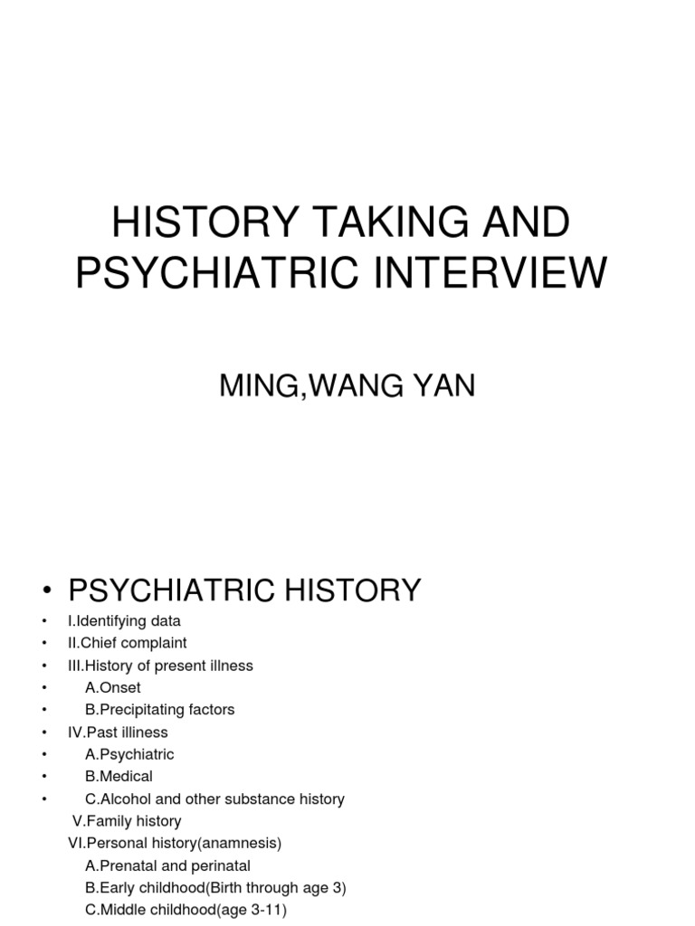 Psychiatric History Taking Guide | PDF | Medical Error | Psychiatry
