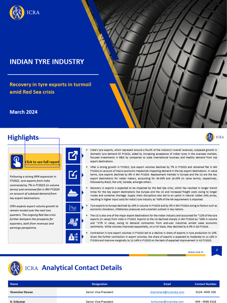 SH 2024 q4 1 Icra Tyres | PDF | Exports | Information