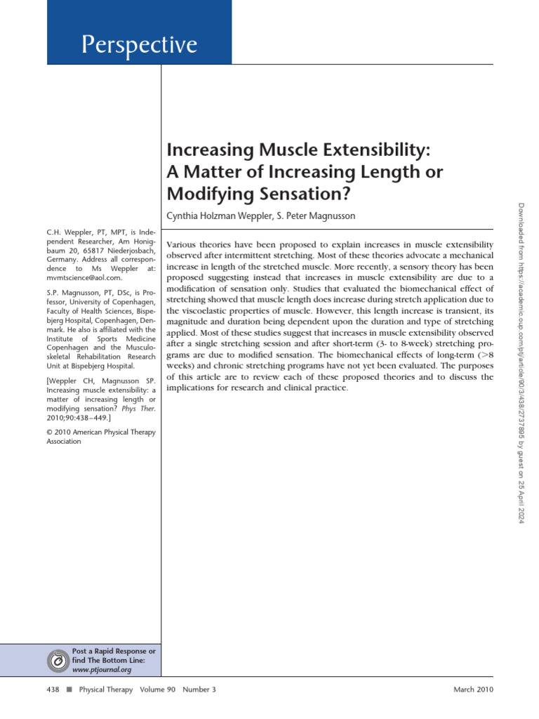 Increasing Muscle Extensibility - A Matter of Increasing Length or ...