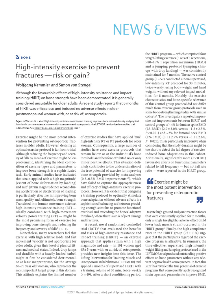 High-Intensity Exercise To Prevent Fractures - Risk or Gain | PDF ...
